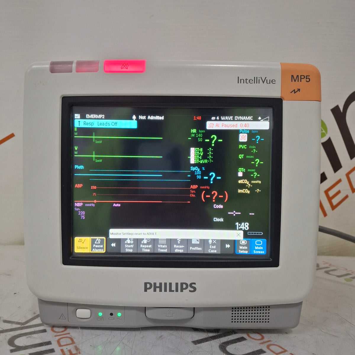 Philips IntelliVue MP5 SpO2, ECG, NIBP, IBP, Temp, CO2 Patient Monitor ...