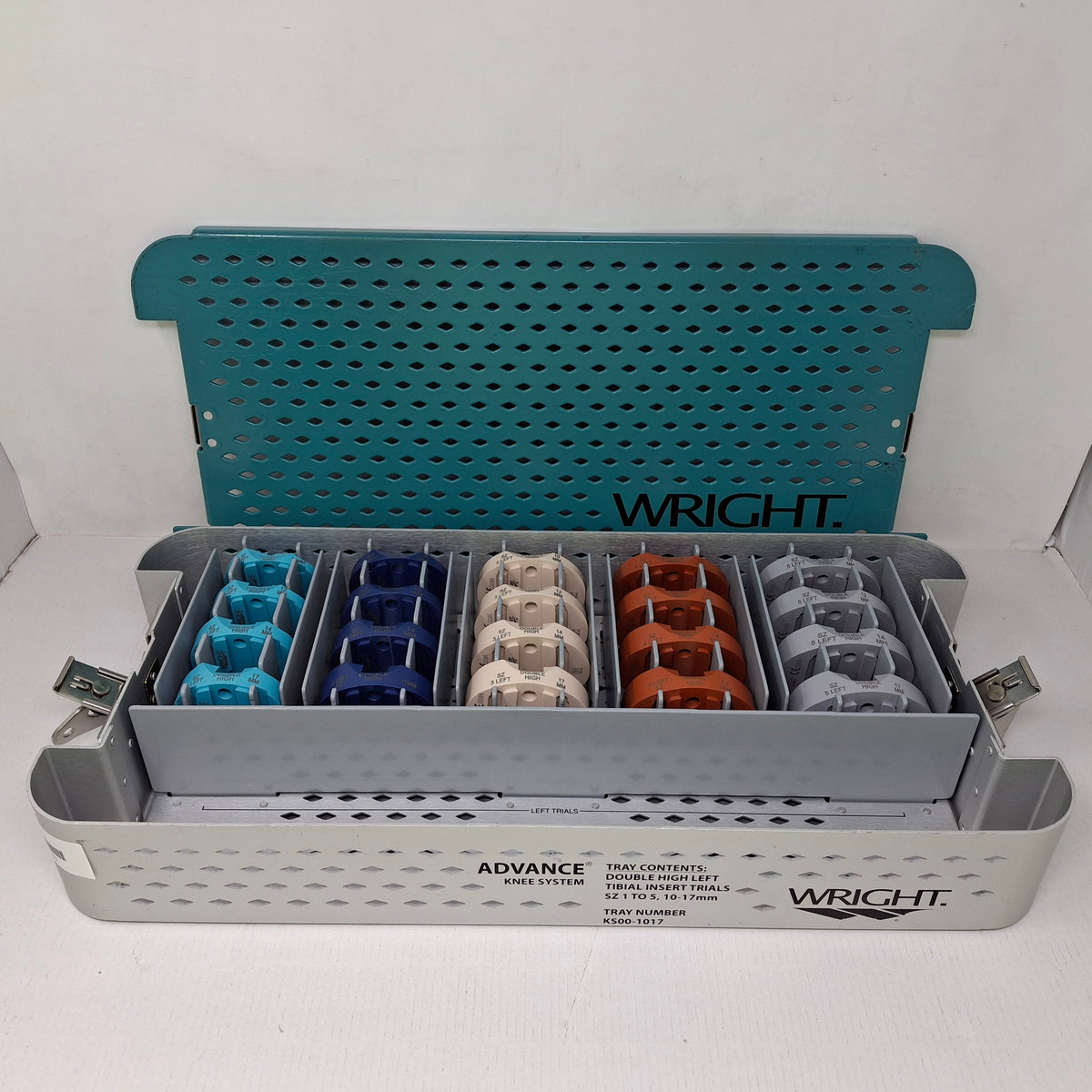 Wright Surgical KS00-1017 Double High Left Tibial Insert Trials SZ 1-5