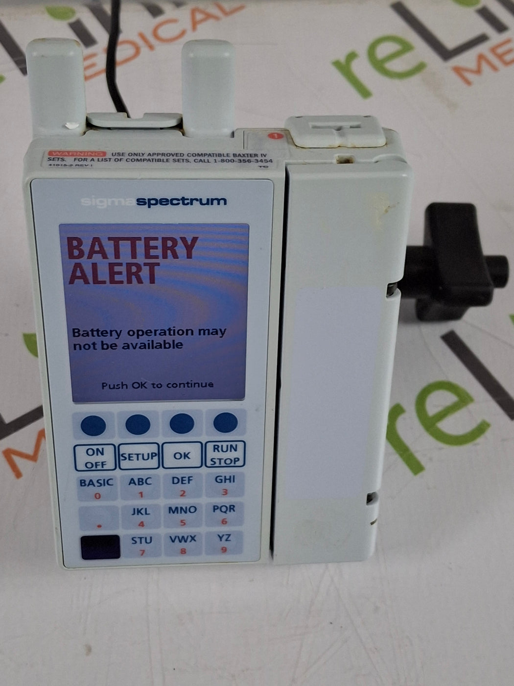 Baxter Sigma Spectrum 8.00.04 w/ A/B/G/N Battery Infusion Pump