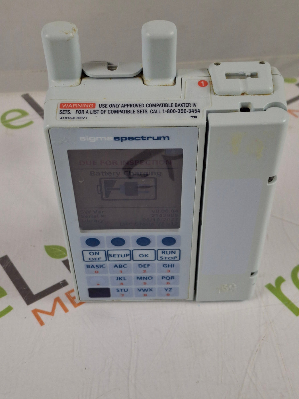Baxter Sigma Spectrum 8.00.04 w/ A/B/G/N Battery Infusion Pump