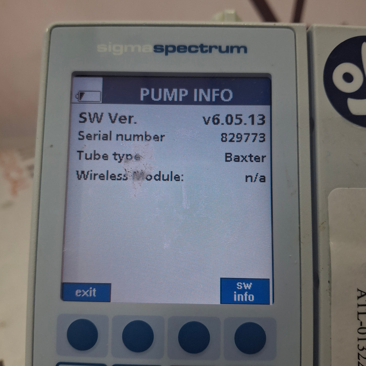 Baxter Sigma Spectrum 6.05.13 with B/G Battery Infusion Pump