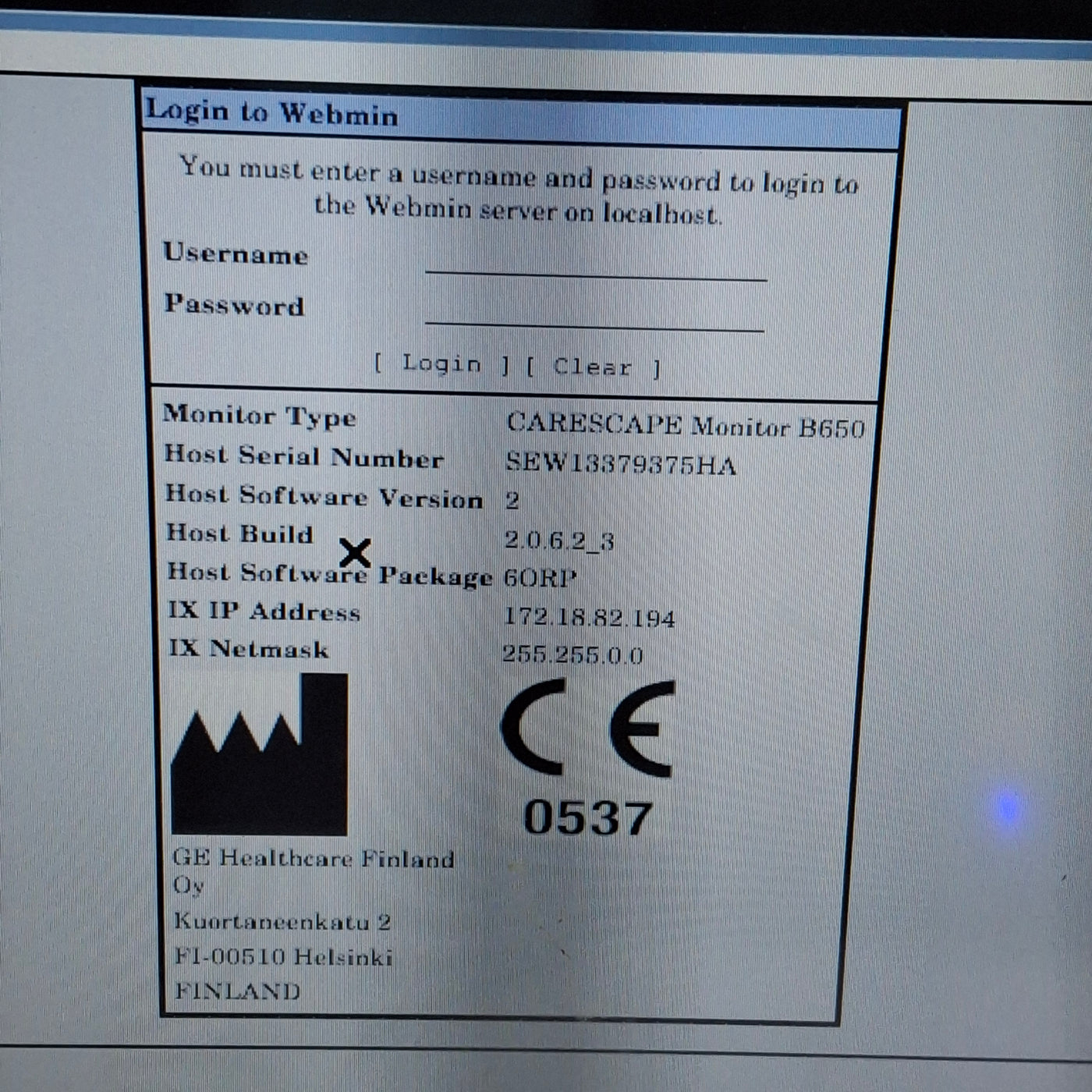 GE Healthcare Carescape B650 Anesthesia Care Patient Monitor