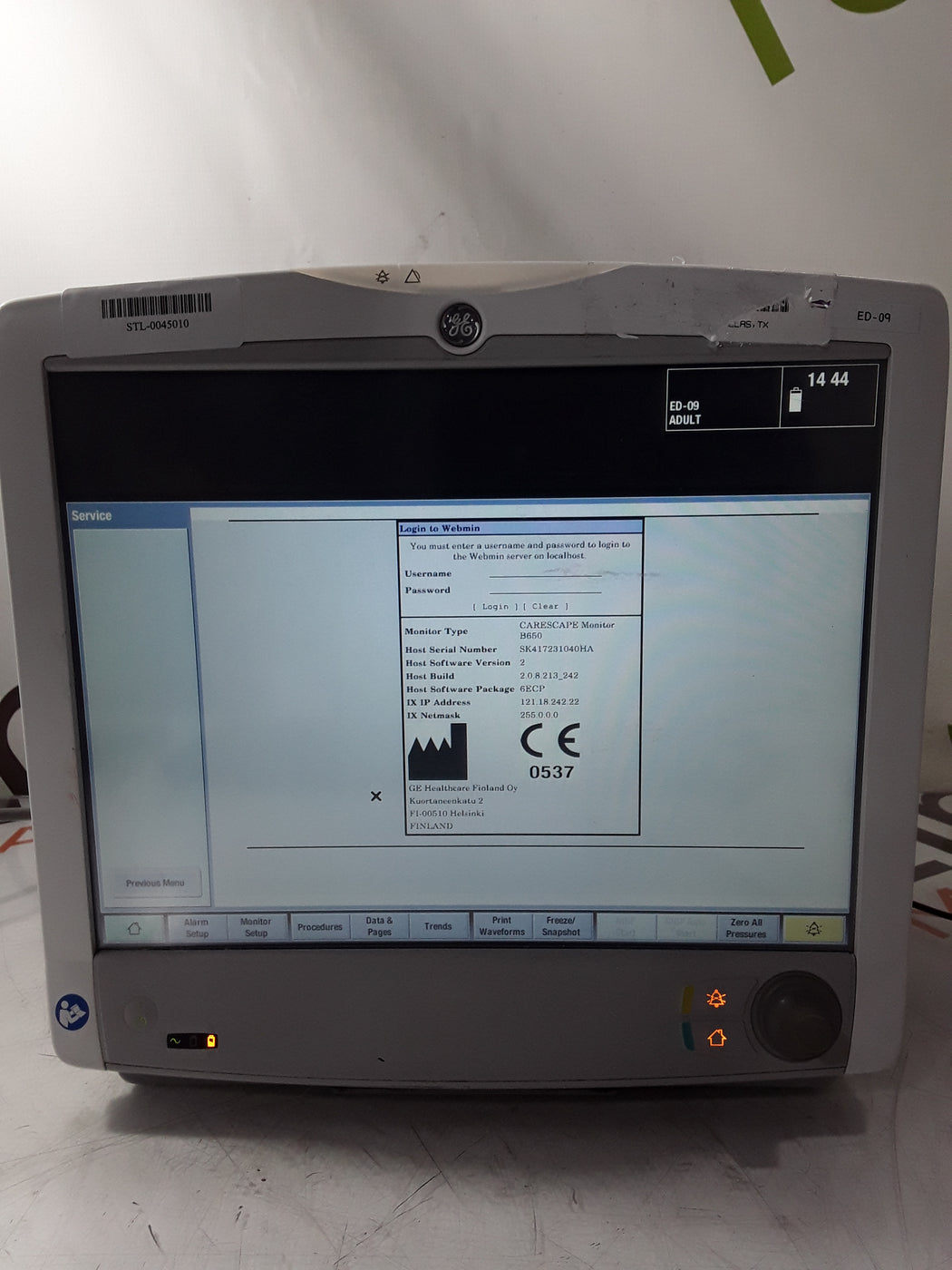 GE Healthcare Carescape B650 Emergency Care Patient Monitor