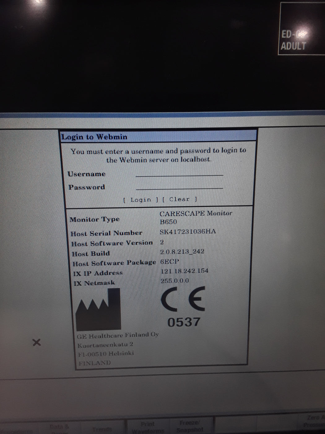 GE Healthcare Carescape B650 Emergency Care Patient Monitor