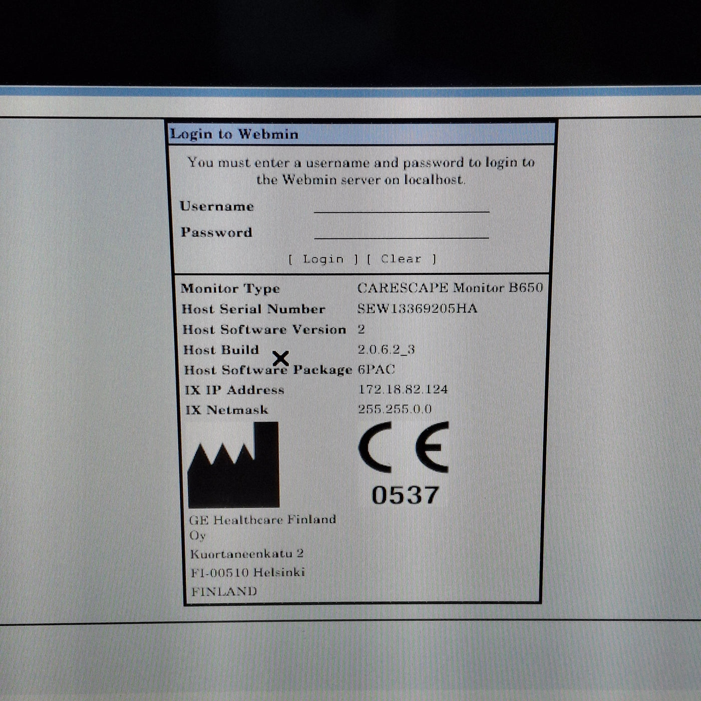 GE Healthcare Carescape B650 Post Anesthesia Care Patient Monitor