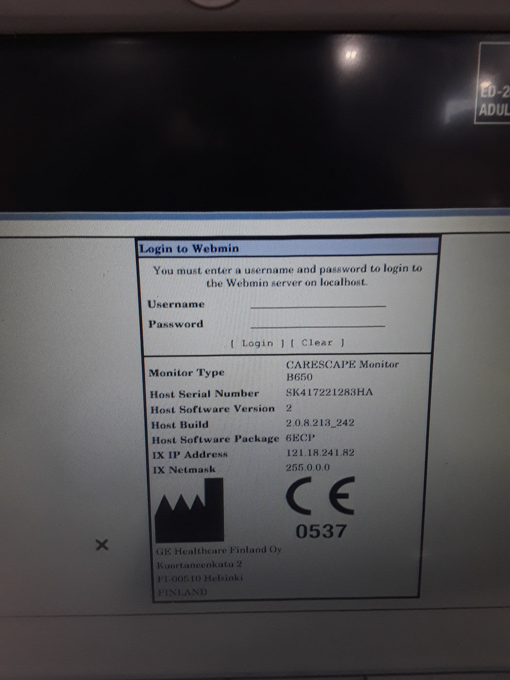 GE Healthcare Carescape B650 Emergency Care Patient Monitor