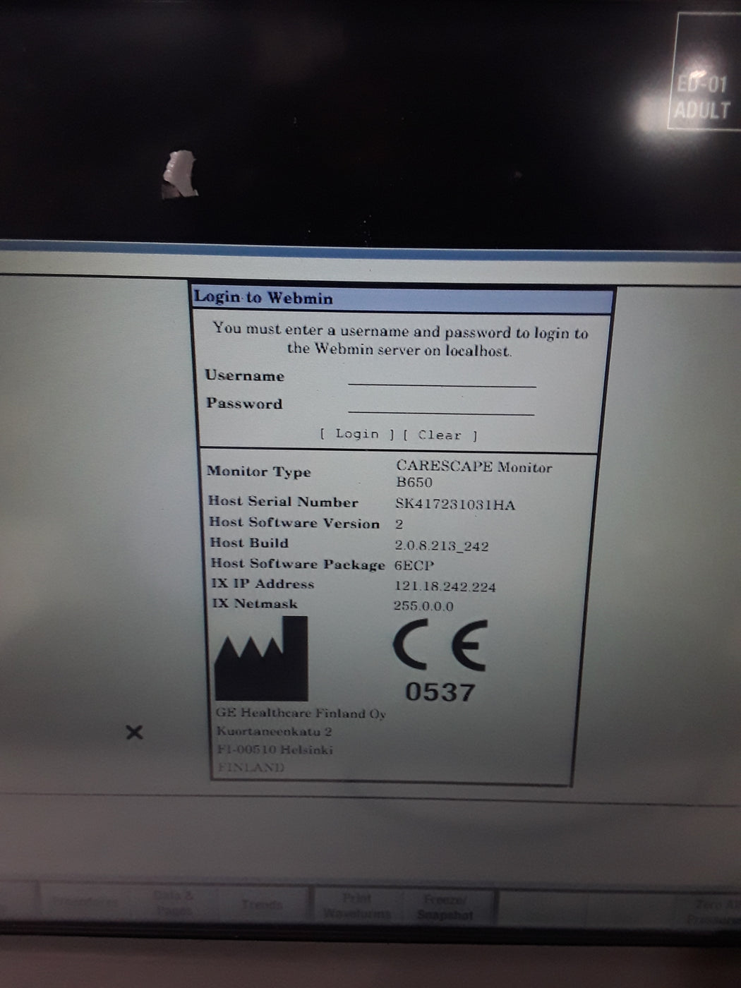 GE Healthcare Carescape B650 Emergency Care Patient Monitor