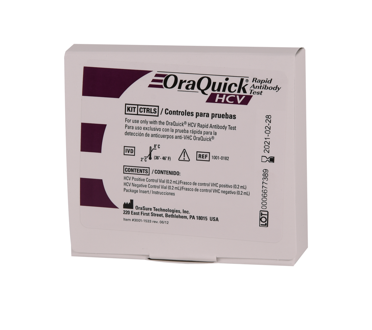 OraSure Technologies Inc. 1001-0182 OraQuick HCV Control Solutions